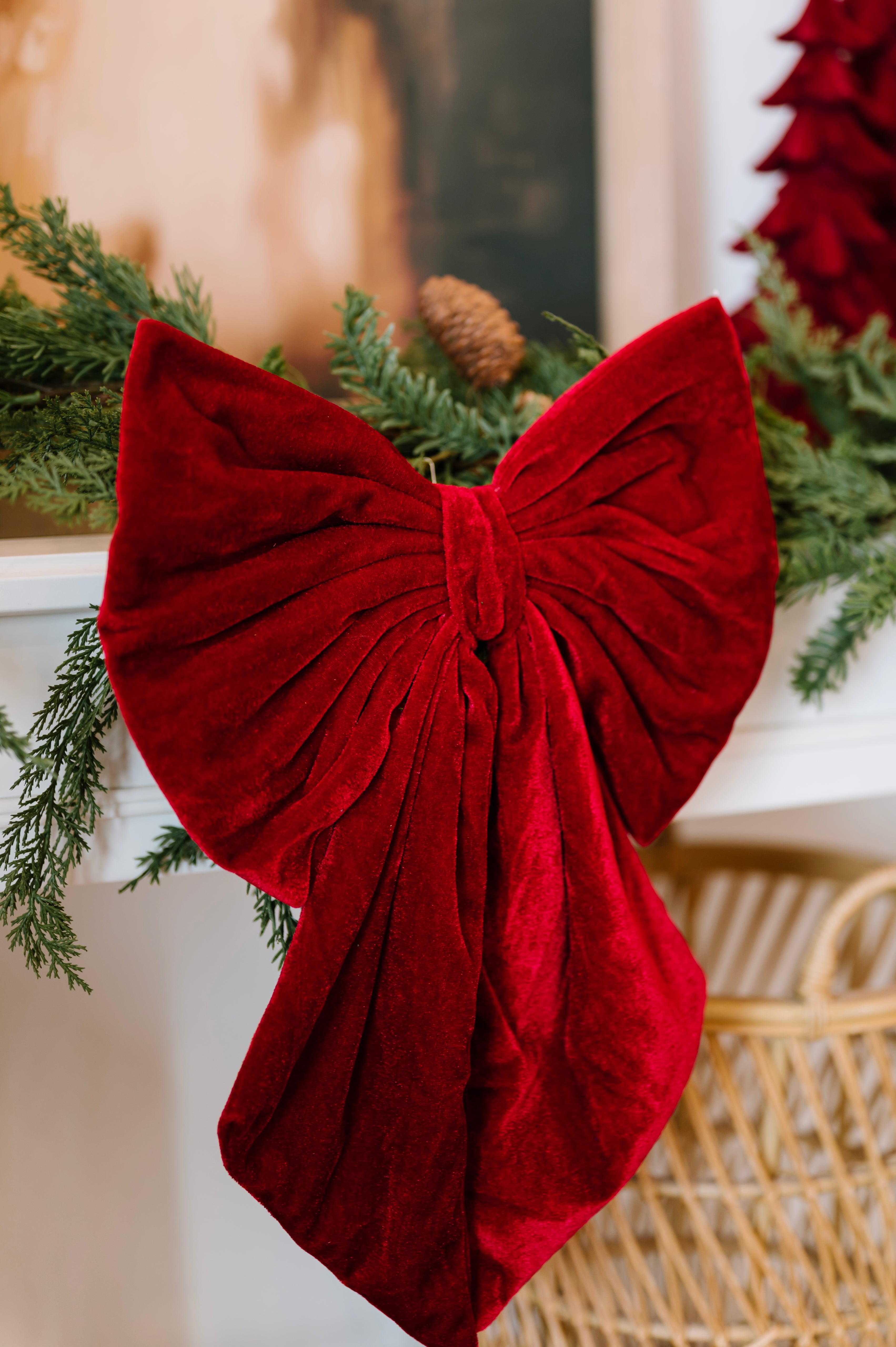 Large Red Velvet Bow – Cozy Ember